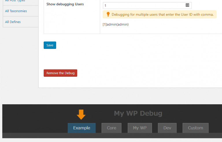 Mywp Debug Panel Extensions | My WP Customize
