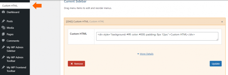 Admin Sidebar | My WP Customize
