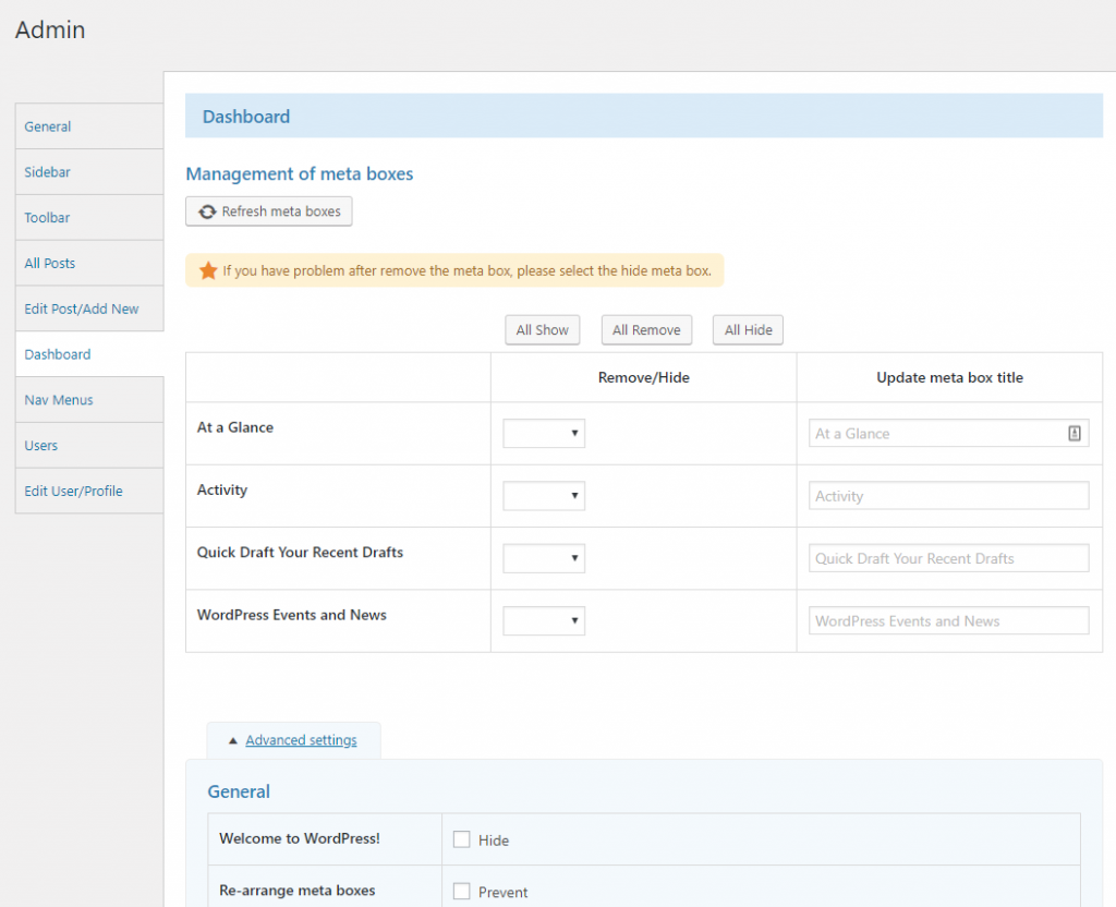 Admin Dashboard | My WP Customize