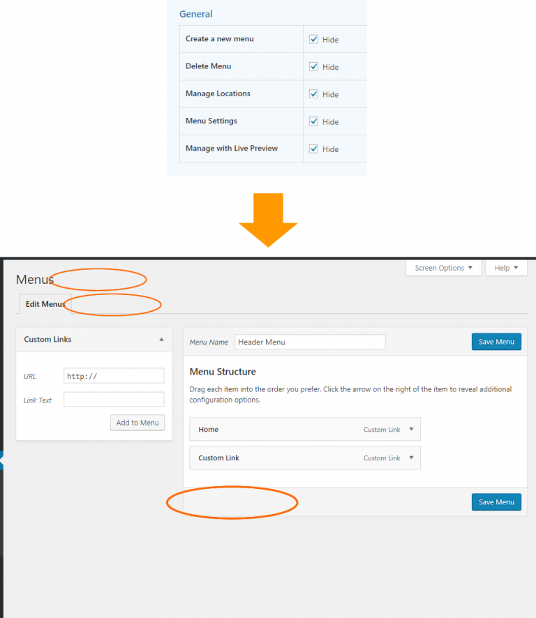 Admin Nav Menus | My WP Customize