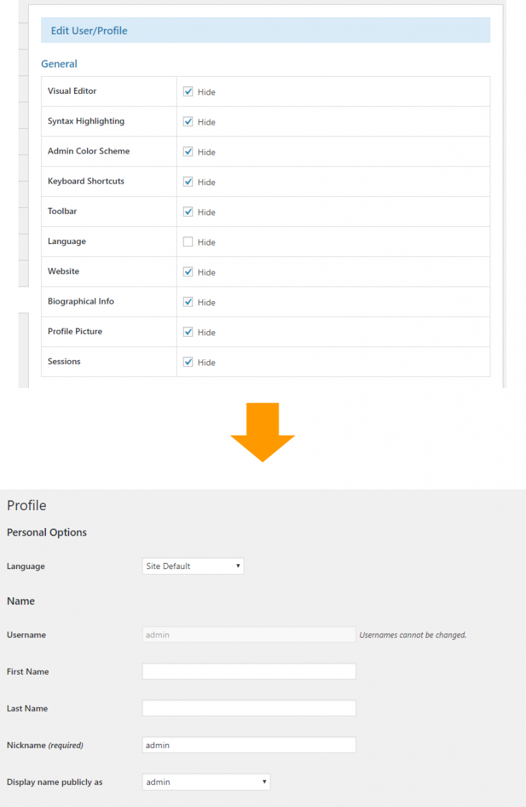 Admin User Edit | My WP Customize