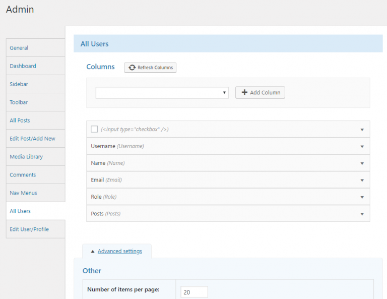 Admin Users | My WP Customize
